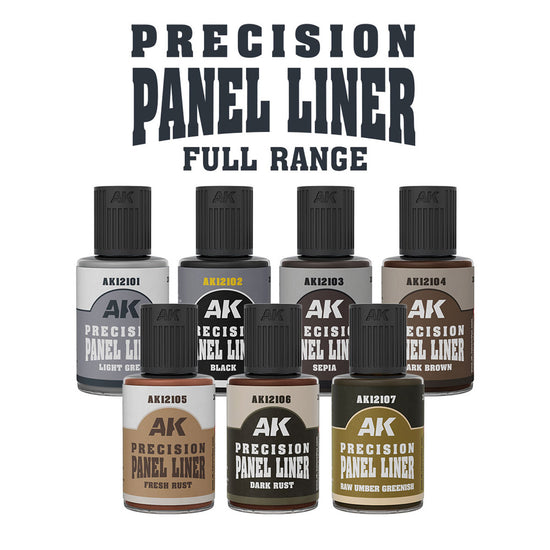 AK Interactive Precision Panel Liner - Full Range of 7 (Black, Grey, B ...