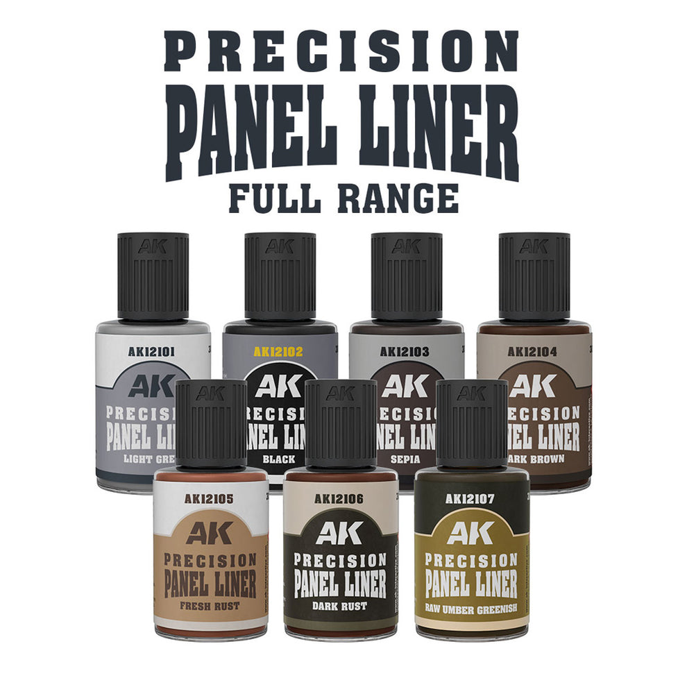 AK Interactive Precision Panel Liner - Full Range of 7 (Black, Grey, B ...