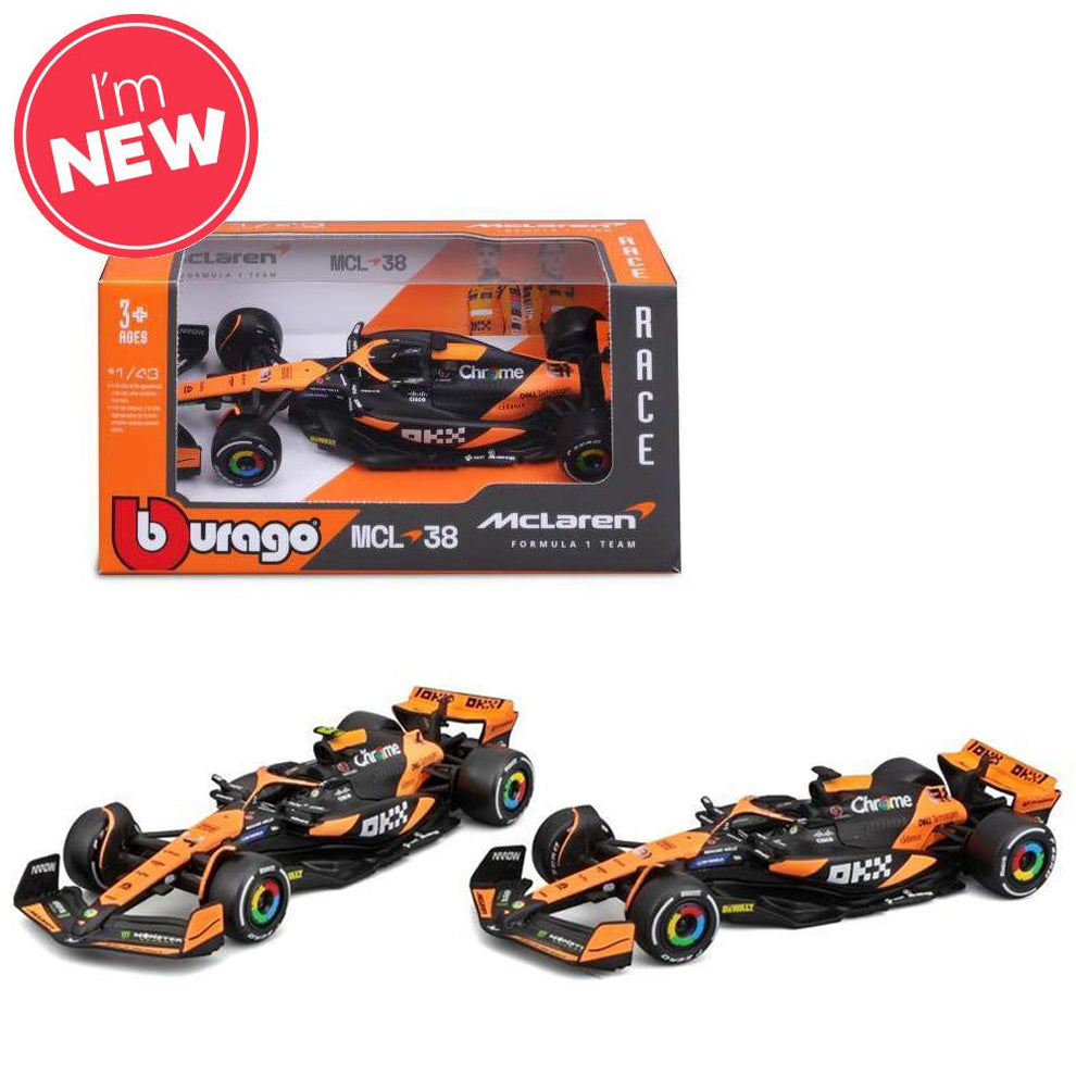 Bburago F1 McLaren MCL38 2024 Norris #4 1:43 Diecast Model B18-38177N ...