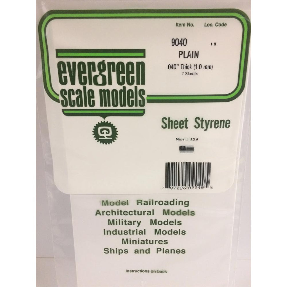 Evergreen 9040 Polystyrene 0.04" Plain White Sheets x2 6" x 12 ...