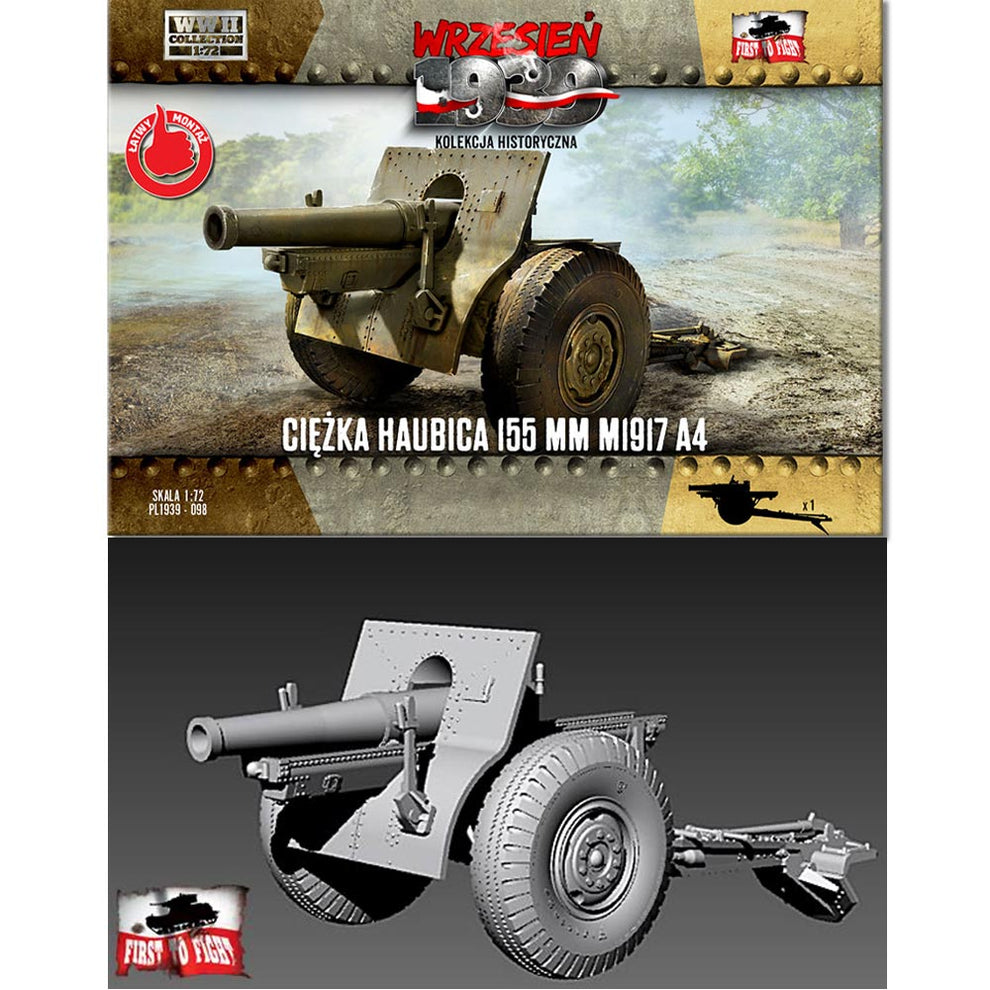 First to Fight WWII 155mm Heavy Howitzer M1917 A4 1:72 Plastic Model K ...