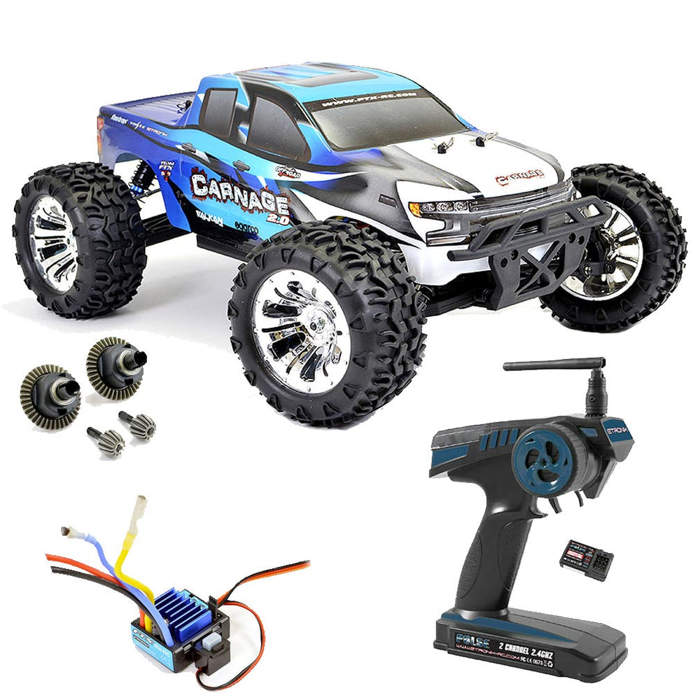 FTX Carnage 2.0 1/10 Brushed Truck 4WD RTR BLUE RC Car Batt Chgr 2.4gh ...