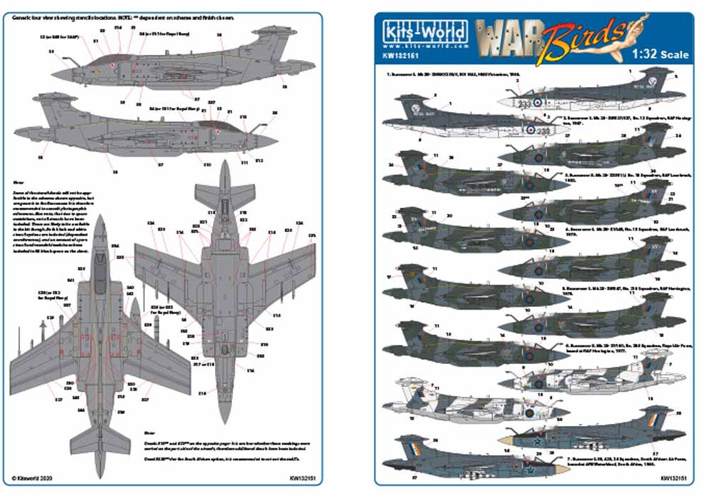 Kits World 132151 Aircraft Decals 1:32 Blackburn Buccaneers RAF and ot ...