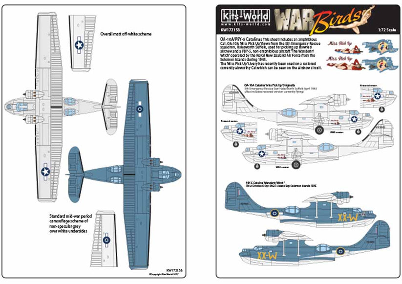 Kits World 172158 Aircraft Decals 1:72 Consolidated OA-10A Catalina Mi ...