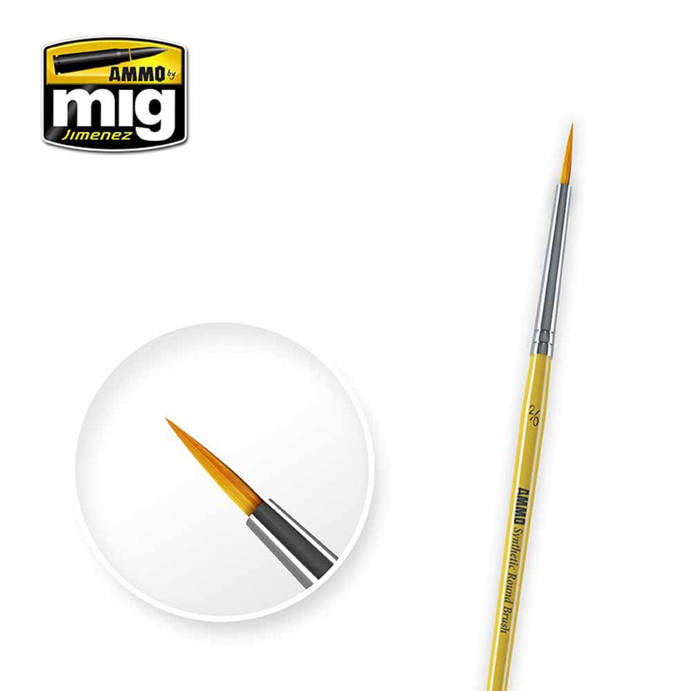 Ammo by MIG 2/0 Synthetic Round Brush Synthetic BRUSHES - ROUND 2/0 A ...