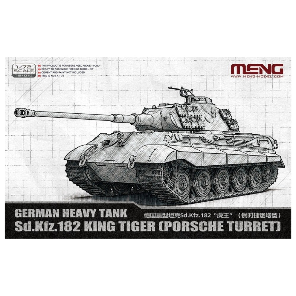 Meng Model 72-010 Sd.Kfz.182 King Tiger (Porsche Turret) Tank 1:72 Mod ...