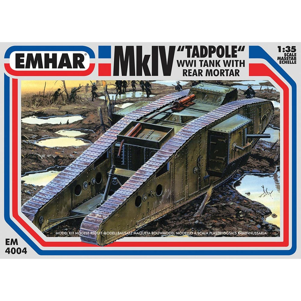 Emhar 4004 Mk IV 'Tadpole' WWI Tank with Rear Mortar 1:35 Plastic Mode ...