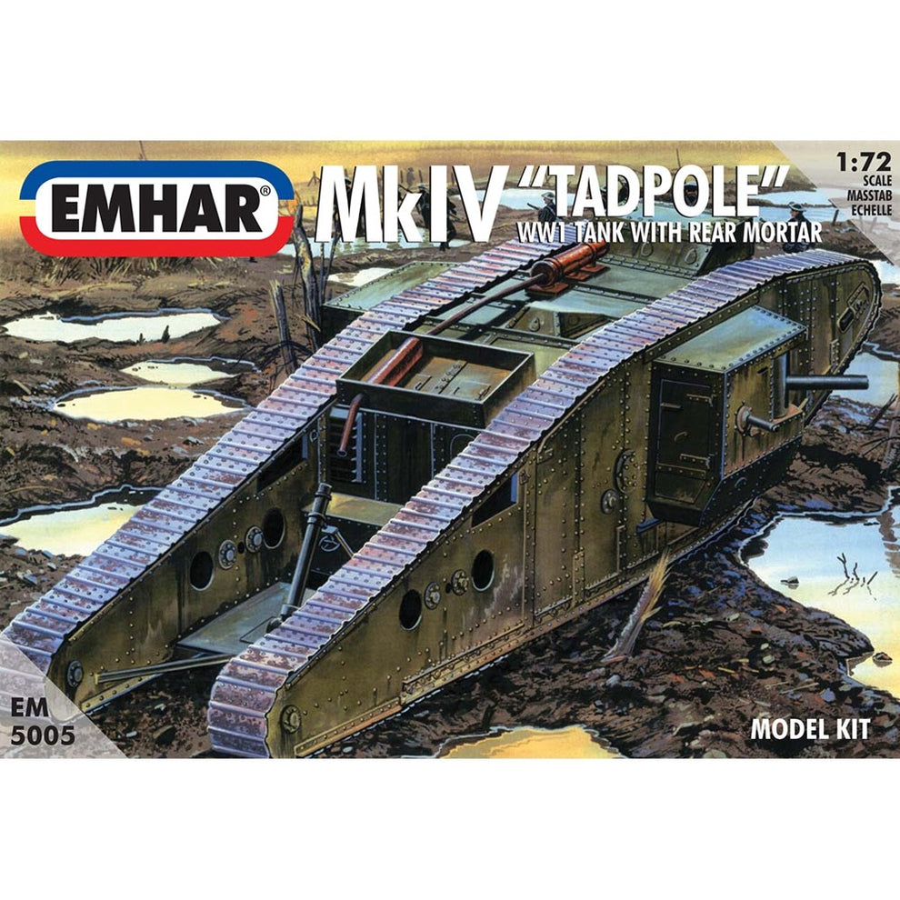 Emhar 5005 Mk IV Tadpole WWI Tank w/Rear Mortar 1:72 Plastic Model Kit ...