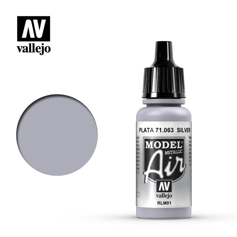 Vallejo Model Air - Silver RLM01 (Metallic) 18ml Model Paint 71063 ...